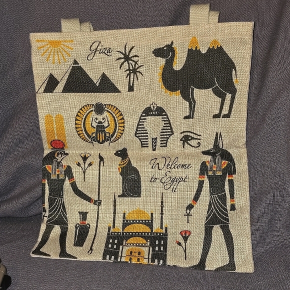 Zulily | Bags | Egyptian Themed Tote Bag With Black And Gold Accents ...